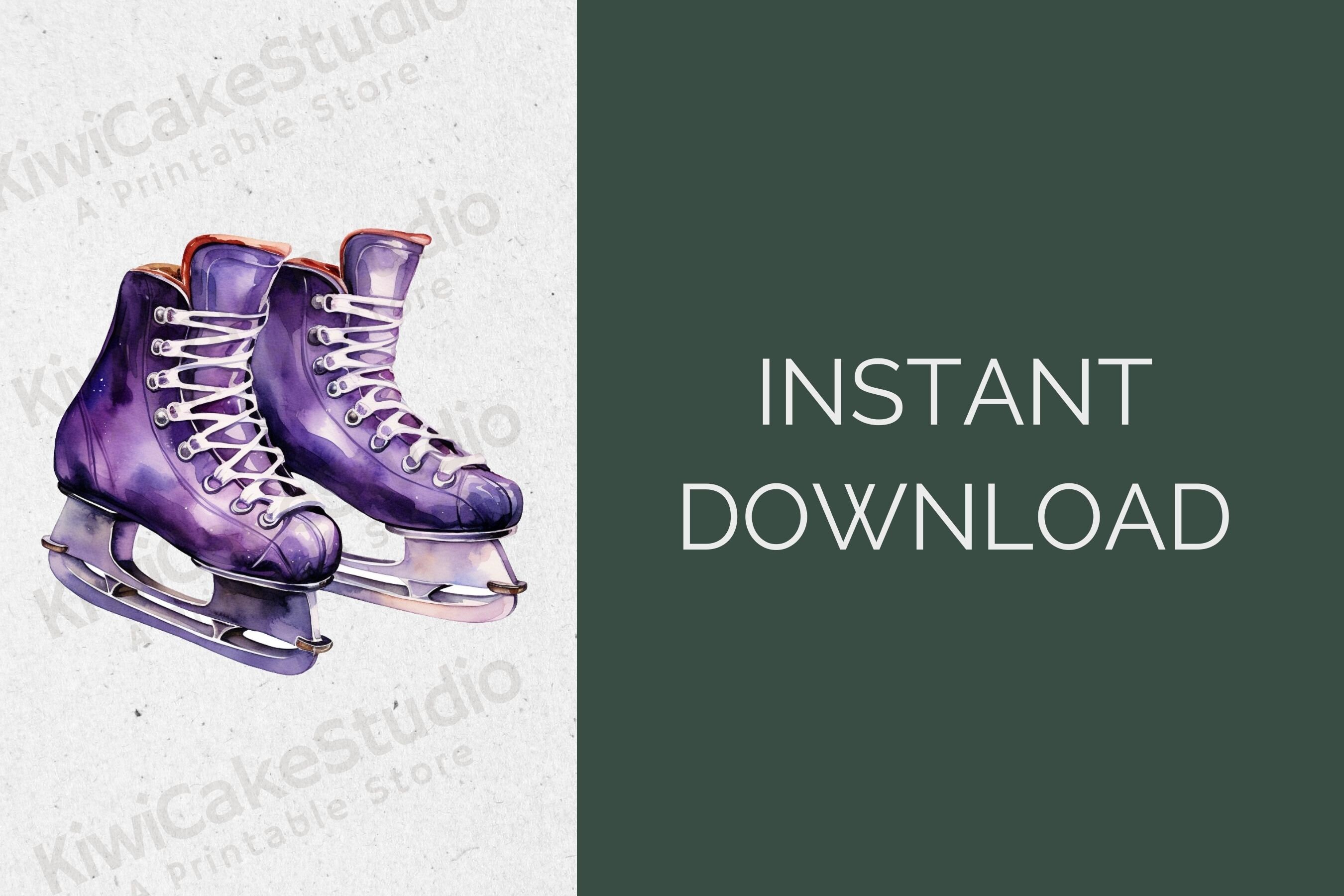 Watercolor Ice Skate Shoes Clipart, 10 High Quality Jpgs, Commercial ...