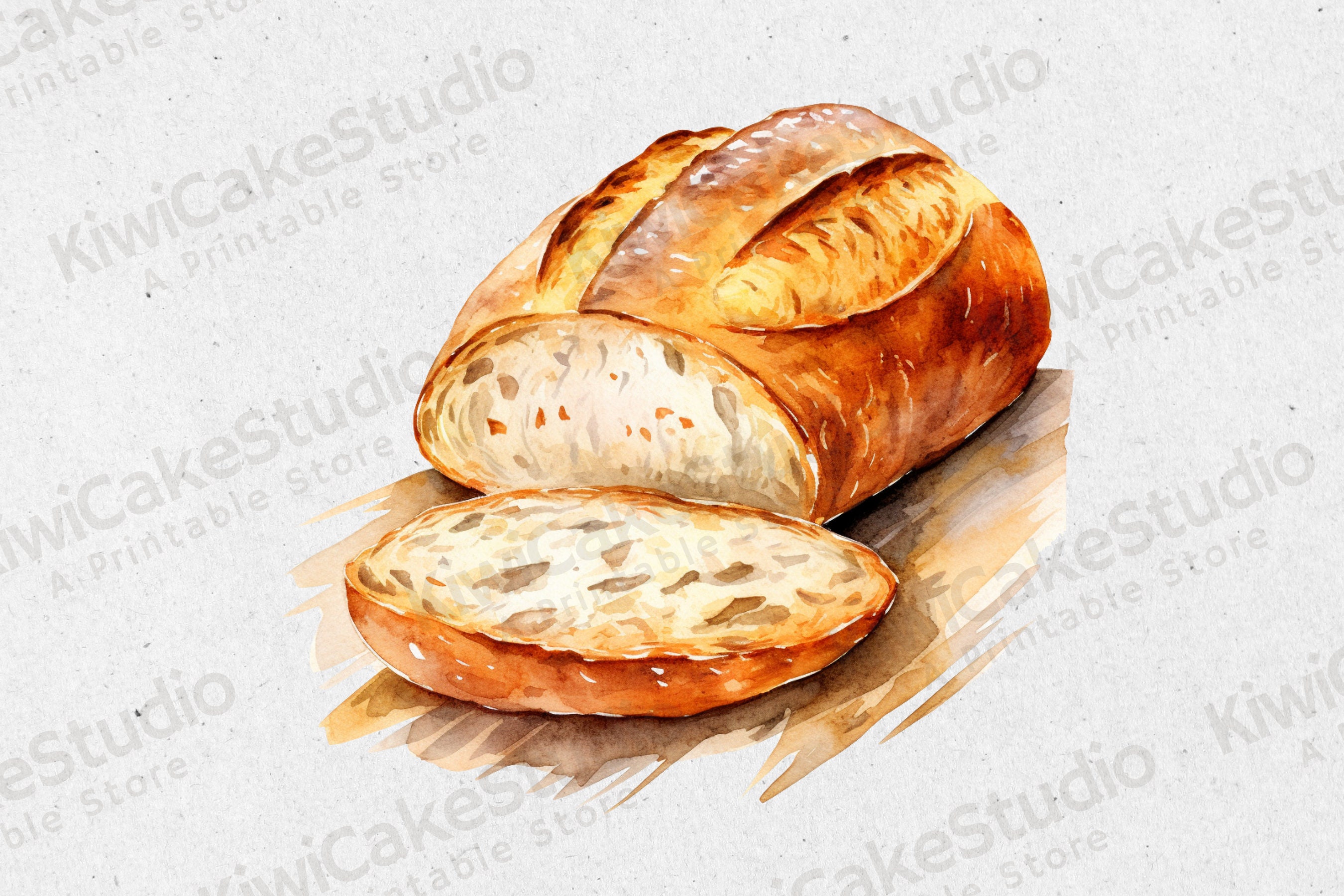 Watercolor Bread and Grains Clipart, 10 High Quality Jpgs, Pasta, Rice ...
