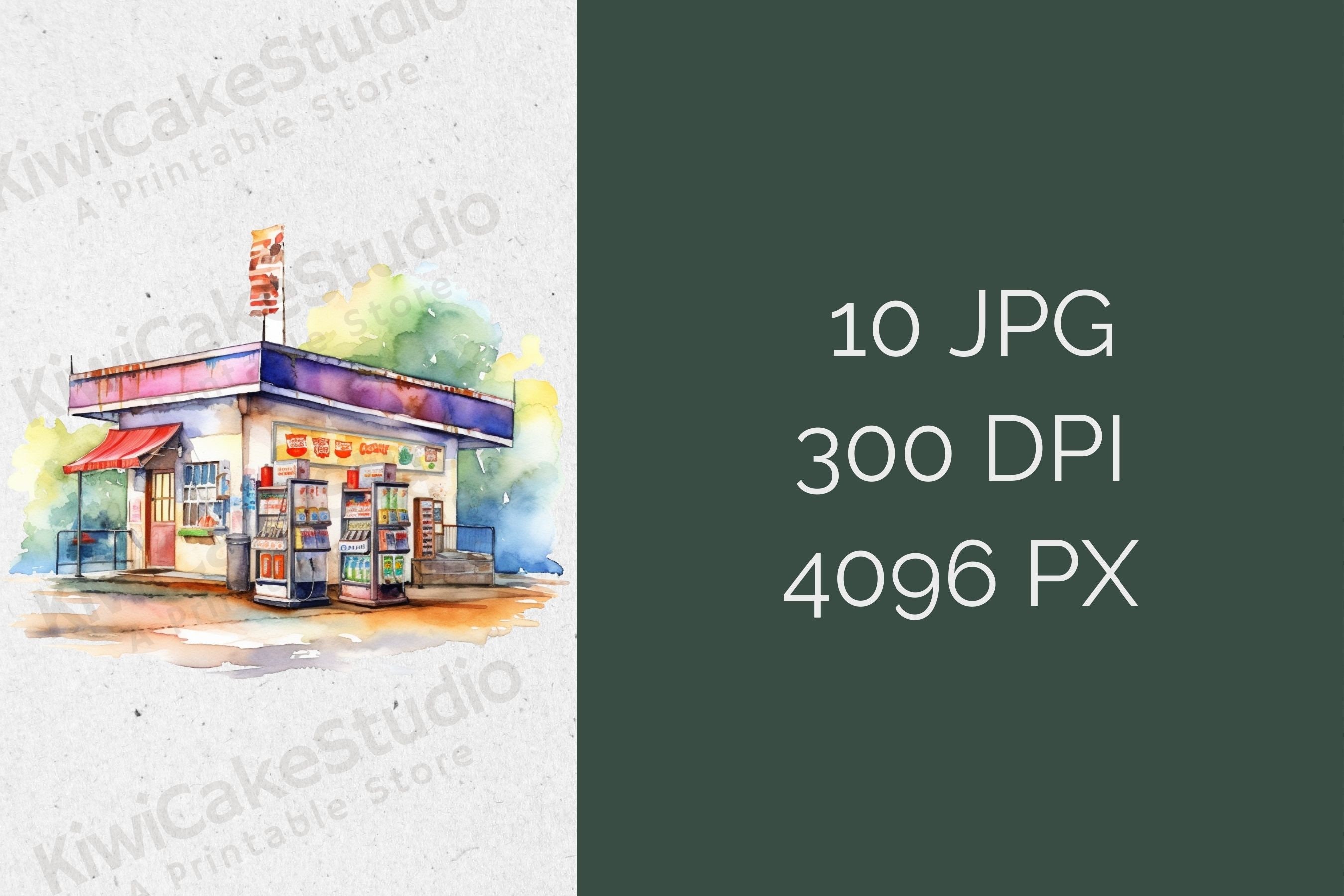 Watercolor Convenience Store Clipart 10 High Quality Jpgs - Etsy