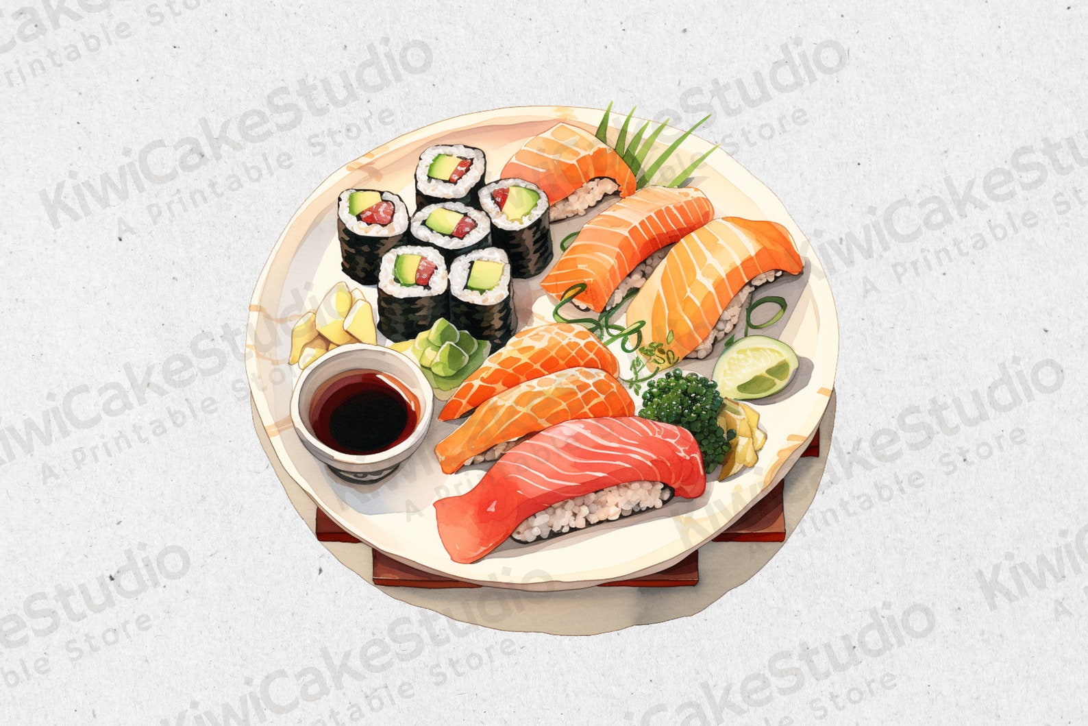 Watercolor Sushi Clipart, 10 High Quality Jpgs, Scrapbook Images, Junk ...