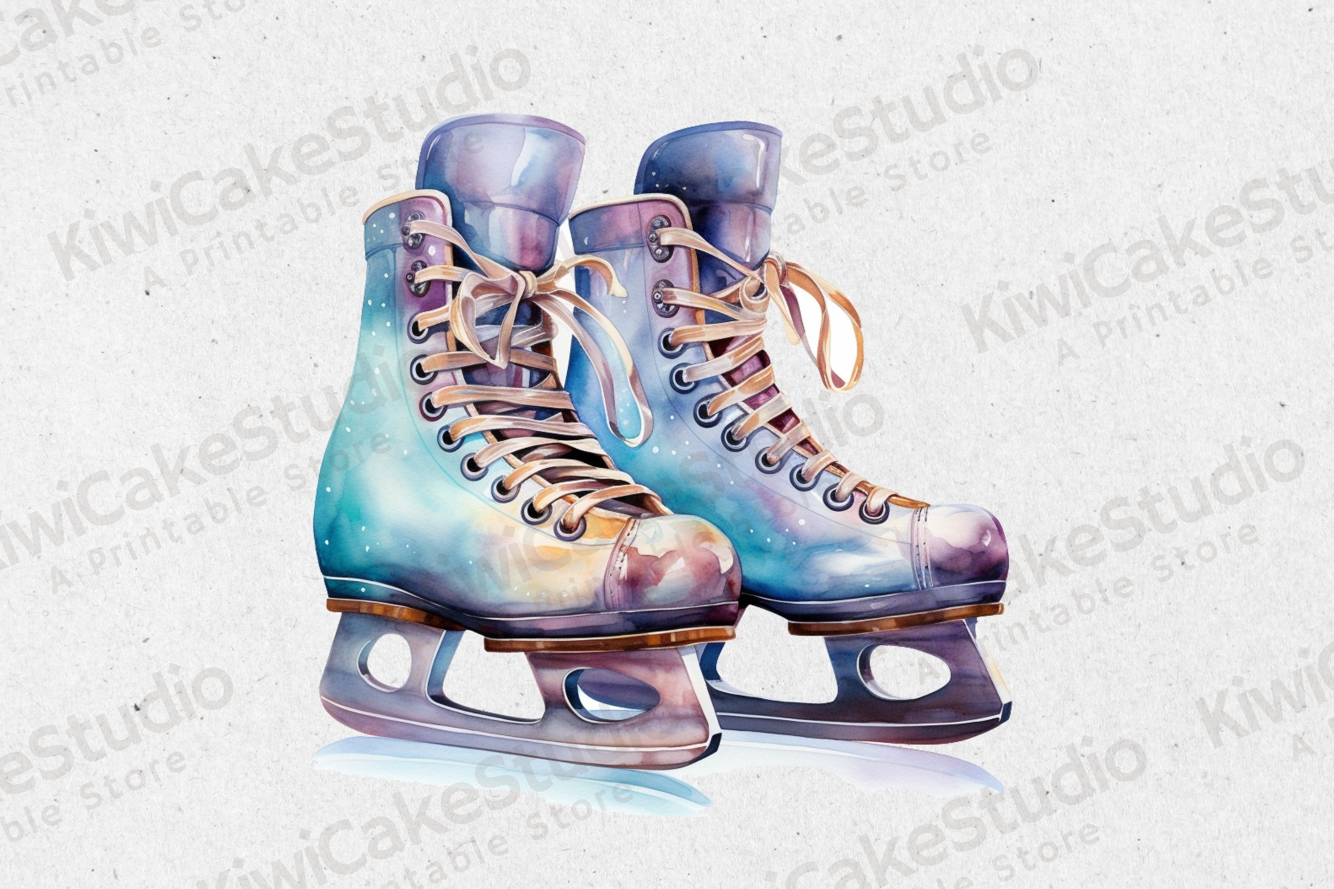 Watercolor Ice Skate Shoes Clipart, 10 High Quality Jpgs, Commercial ...
