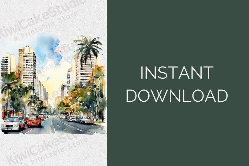 Watercolor Sao Paolo, Brazil Clipart, 10 High Quality Jpgs, Commercial ...