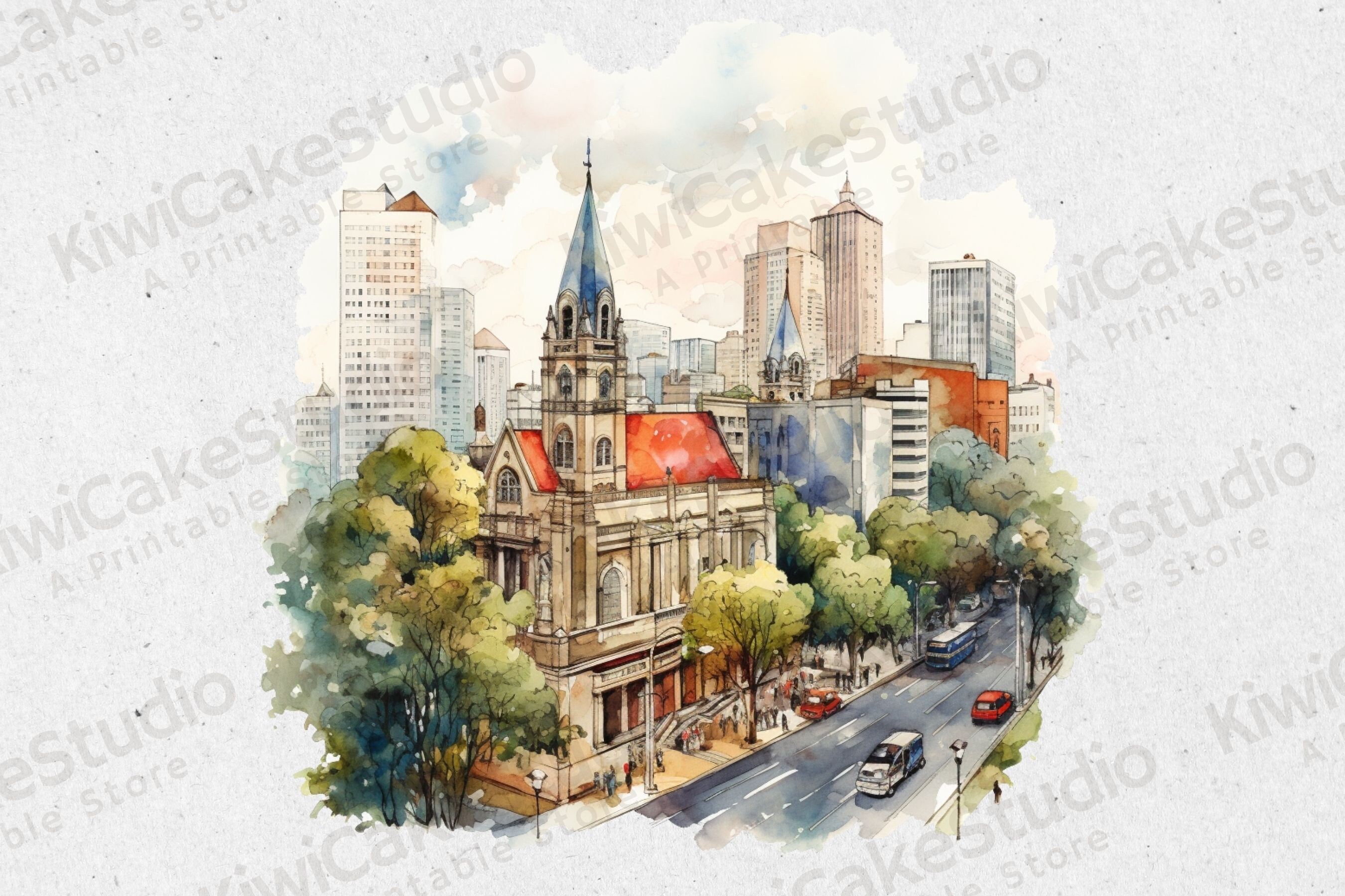 Watercolor Sao Paolo, Brazil Clipart, 10 High Quality Jpgs, Commercial ...