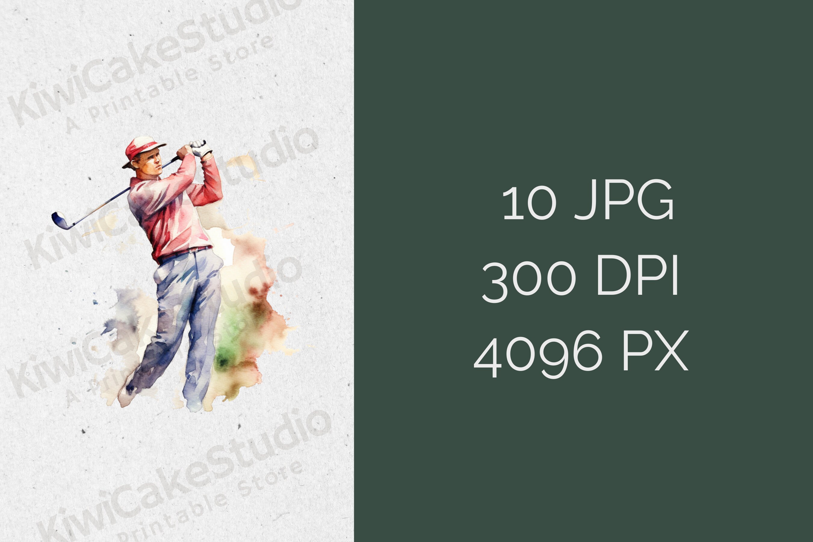 10 Watercolor Golf Clipart JPG, Cute Golf Clip Art Graphics, Commercial ...