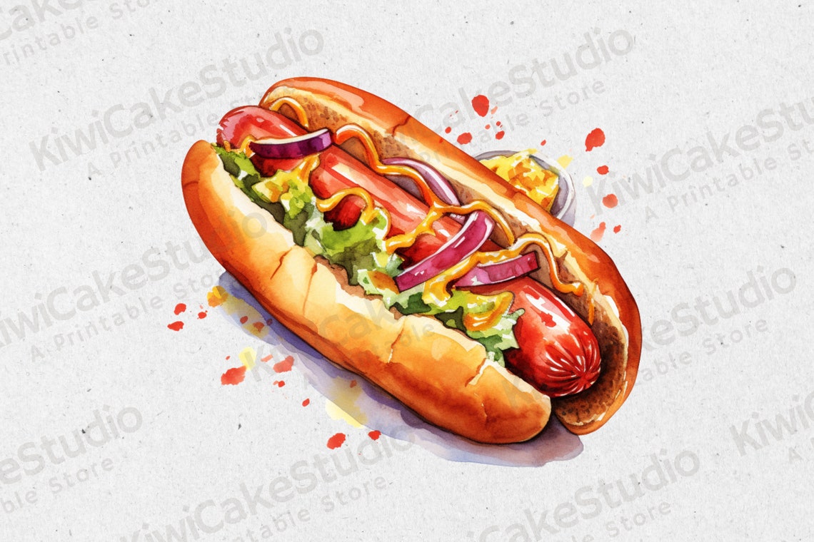 Watercolor Fast Food Clipart, 10 High Quality Jpgs, Commercial Use ...