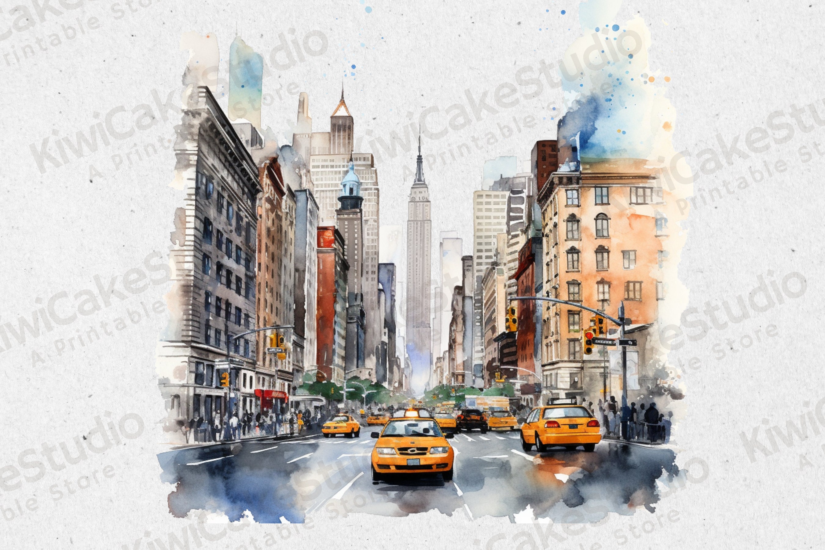 Watercolor New York City Clipart, 10 High Quality Jpgs, City Cliparts ...