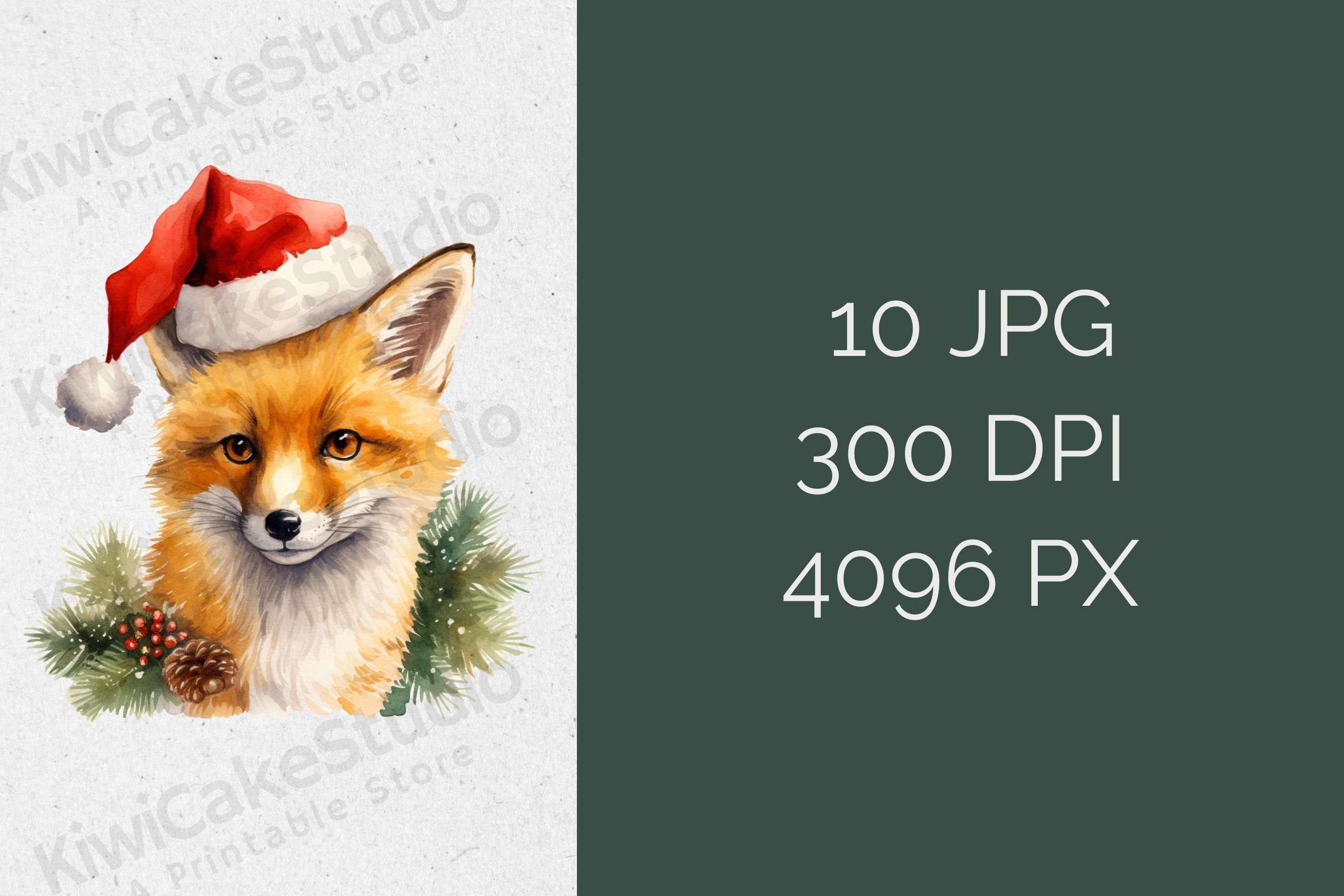 Christmas Fox Clipart, 10 High Quality Jpgs, Commercial Use, Instant ...