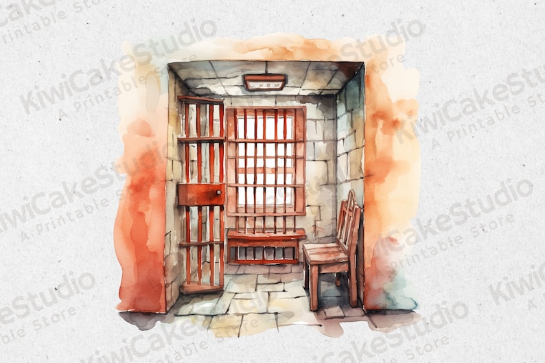 Watercolor Jail Clipart, 10 High Quality Jpgs, Commercial Use, Instant ...