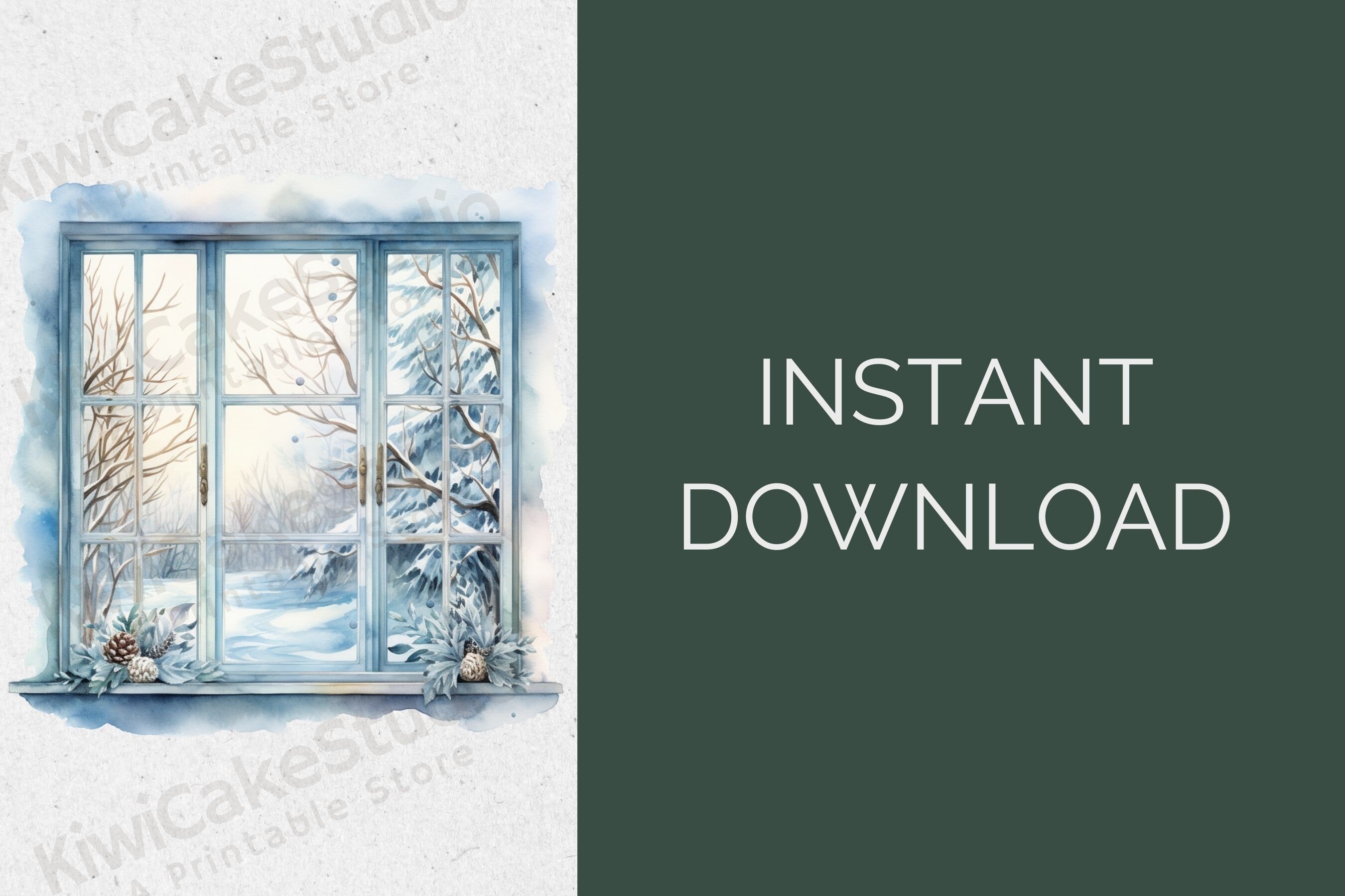 Winter Window Clipart, 10 High Quality Jpgs, Commercial Use, Instant ...