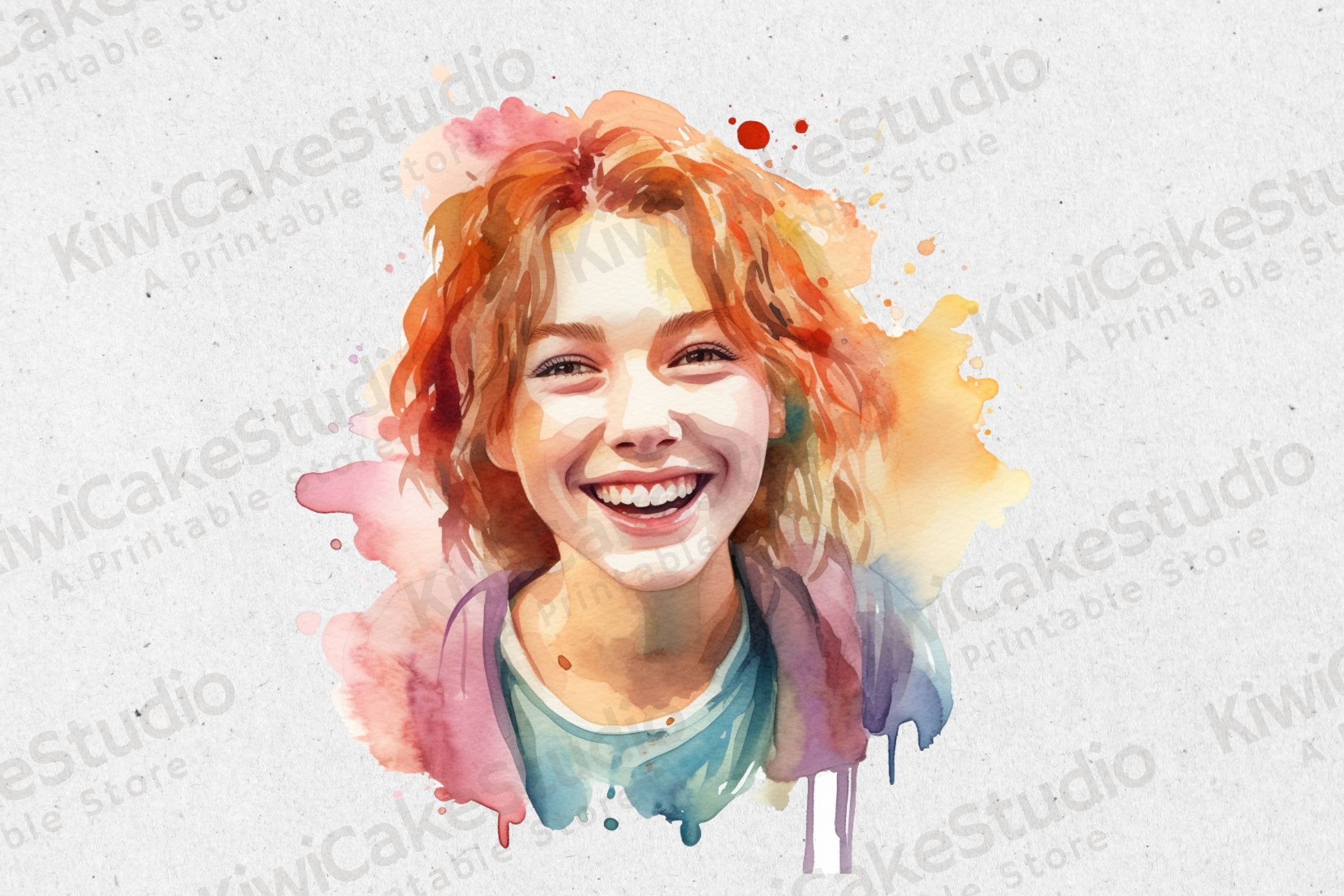 Watercolor Smiling Faces Clipart, Commercial Use, 10 High Quality Jpgs ...
