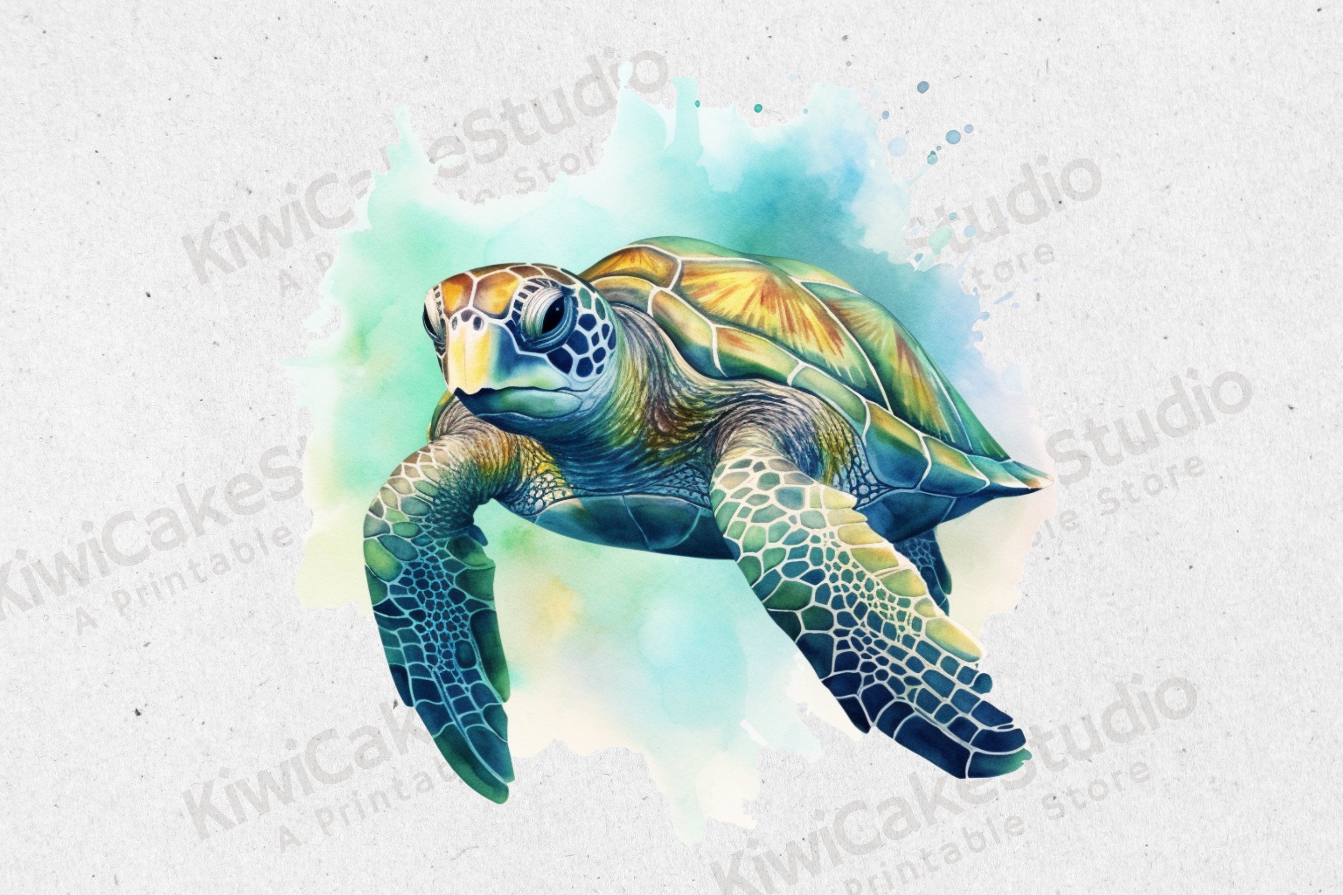 Watercolor Sea Turtle Clipart, Nautical Ocean Animals, 10 High Quality ...