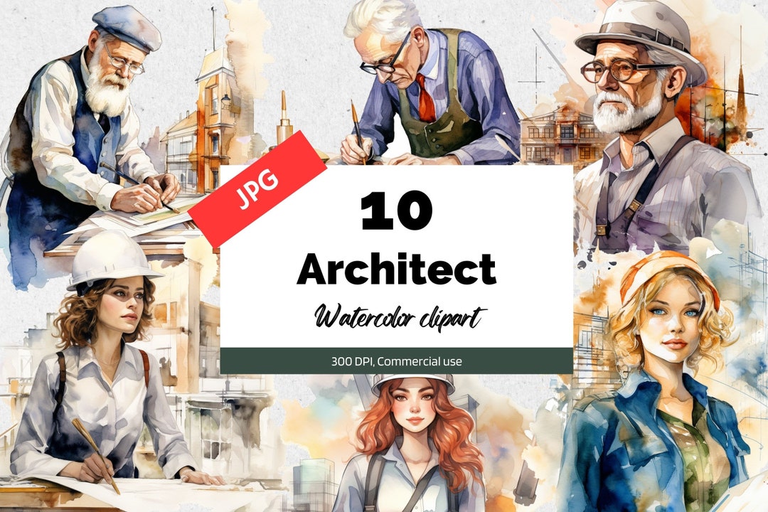 Watercolor Architect Clipart, 10 High Quality Jpgs, Commercial Use ...