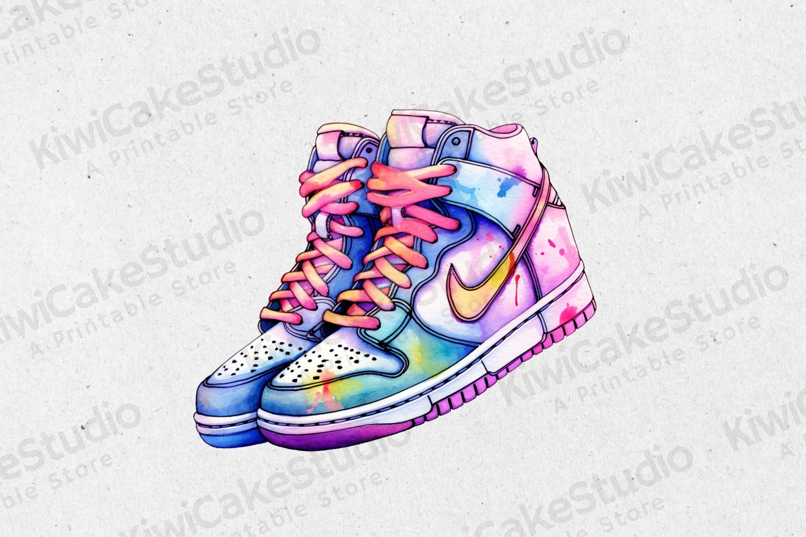Watercolor Sneakers Clipart, 10 High Quality Jpgs, Commercial Use ...