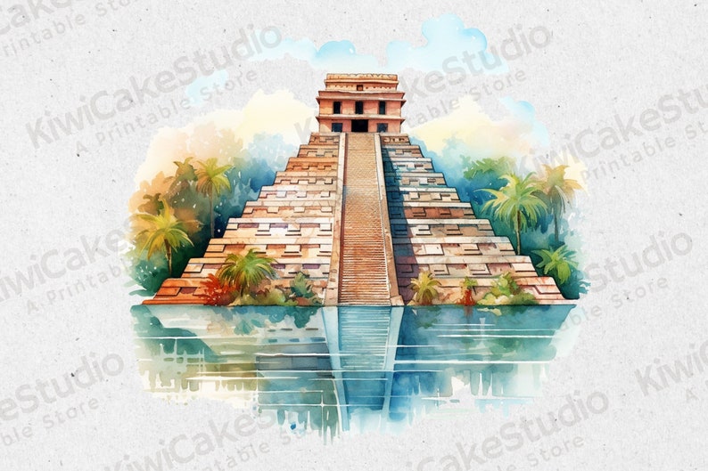 Mayan Temple Clipart, 10 High Quality Jpgs, Commercial Use, Instant ...