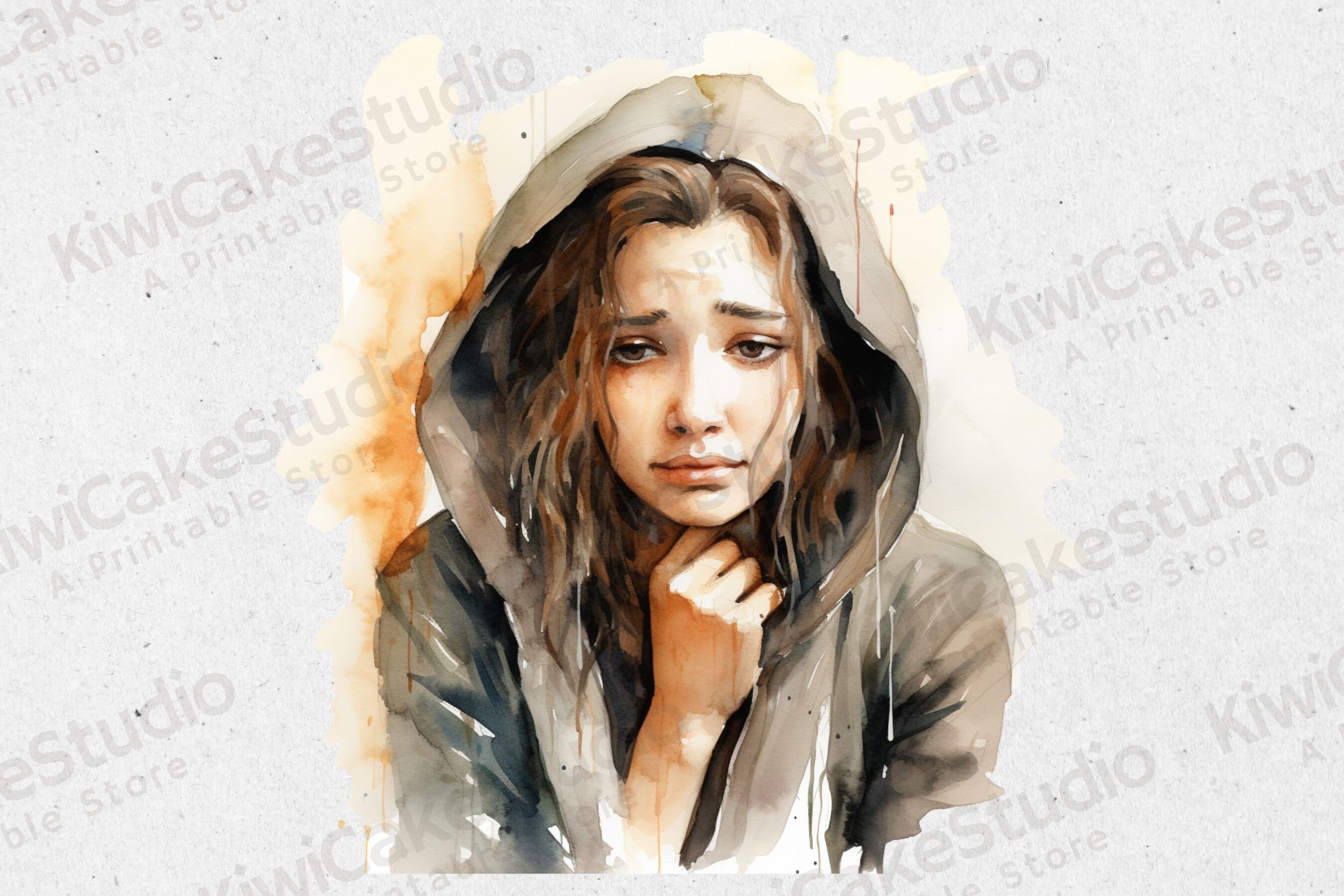 Watercolor Sad People Clipart, 10 High Quality Jpgs, Commercial Use ...