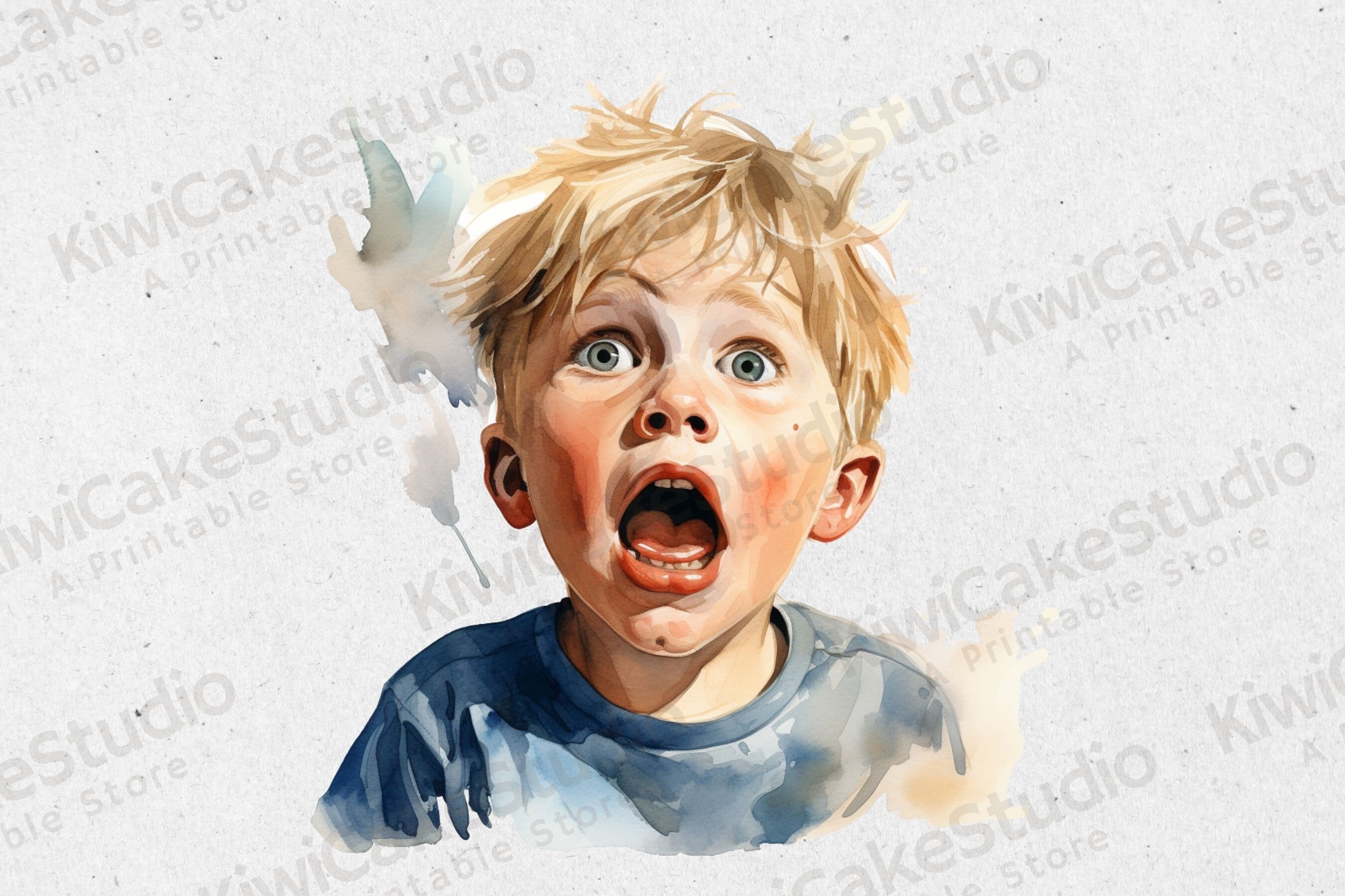 Watercolor Fearful Child Clipart, 10 High Quality Jpgs, Commercial Use ...