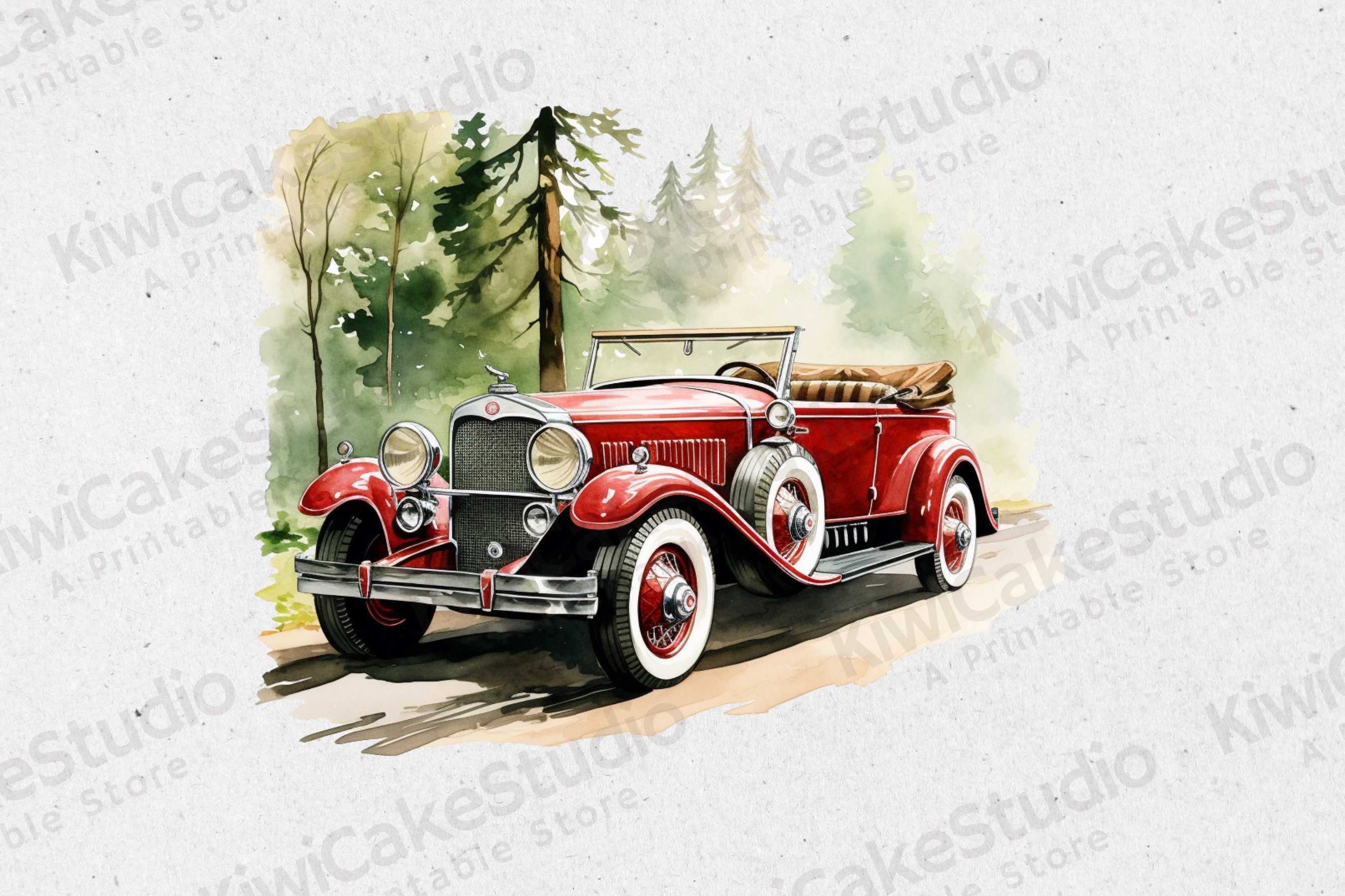Watercolor Vintage Car Clipart, Antique Clipart, 10 High Quality Jpgs ...