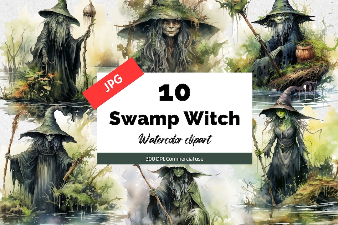 Swamp Witch Clipart, 10 High Quality JPG, Commercial Use, Instant ...