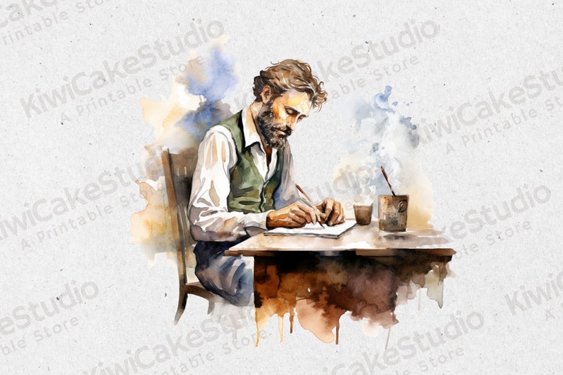 Watercolor Writer Clipart, 10 High Quality Jpgs, Commercial Use ...