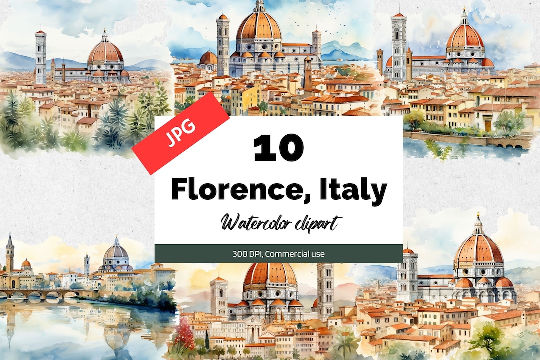 Florence Italy Clipart, 10 High Quality Jpgs, Commercial Use, Instant ...