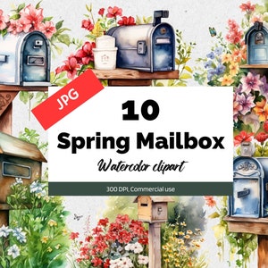 Spring Mailbox Clipart, 10 High Quality Jpgs, Commercial Use, Instant ...