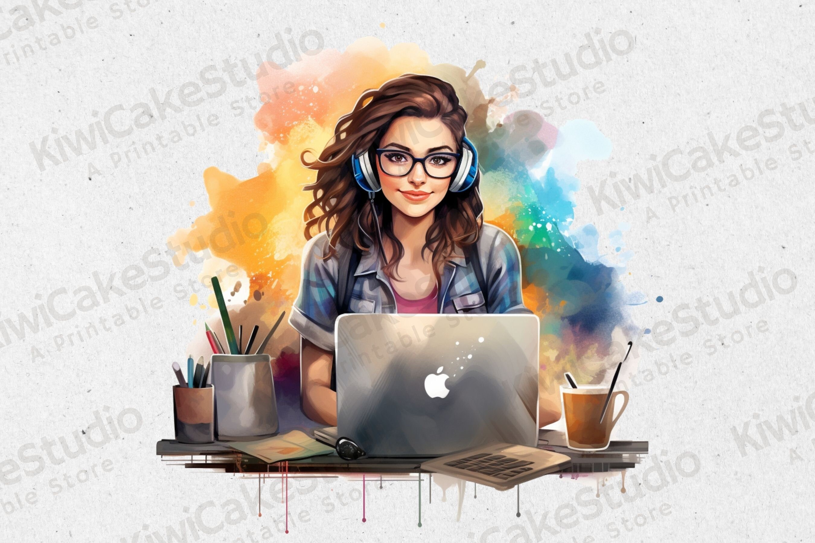 Watercolor Software Developer Clipart, 10 High Quality Jpgs, Commercial ...