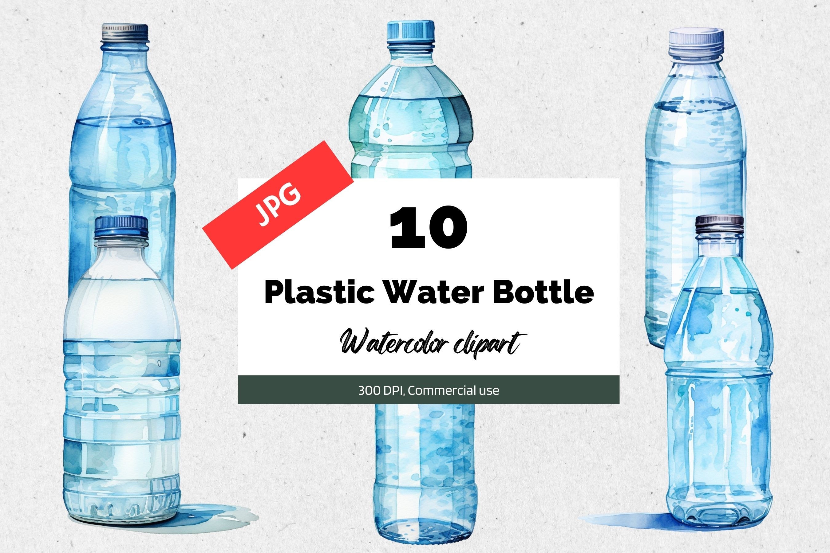 Watercolor Water Bottle Clipart, 10 High Quality Jpgs, Commercial Use ...