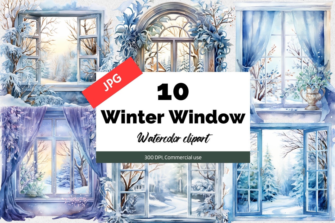 Winter Window Clipart, 10 High Quality Jpgs, Commercial Use, Instant ...
