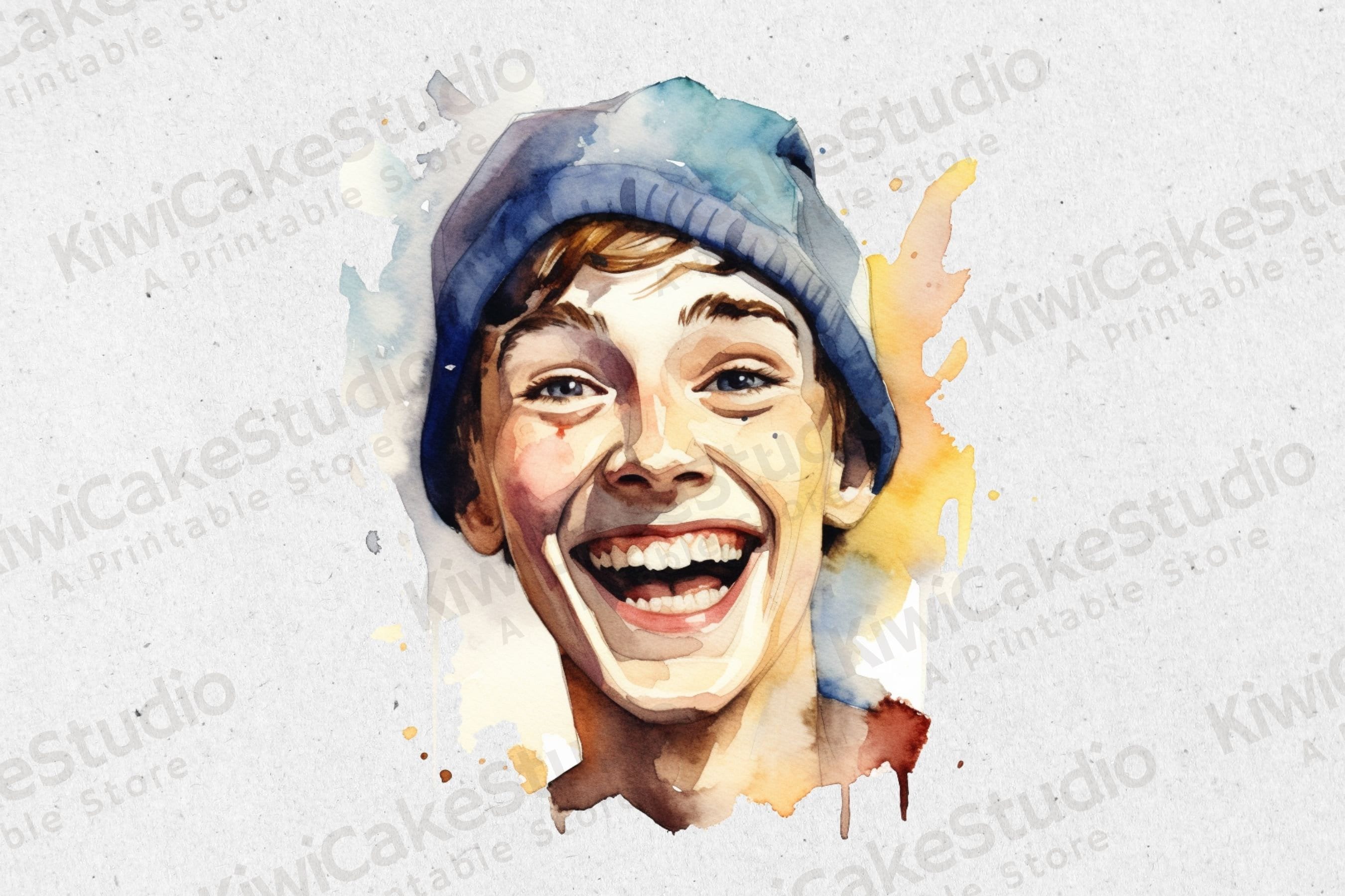 Watercolor Smiling Faces Clipart, Commercial Use, 10 High Quality Jpgs ...