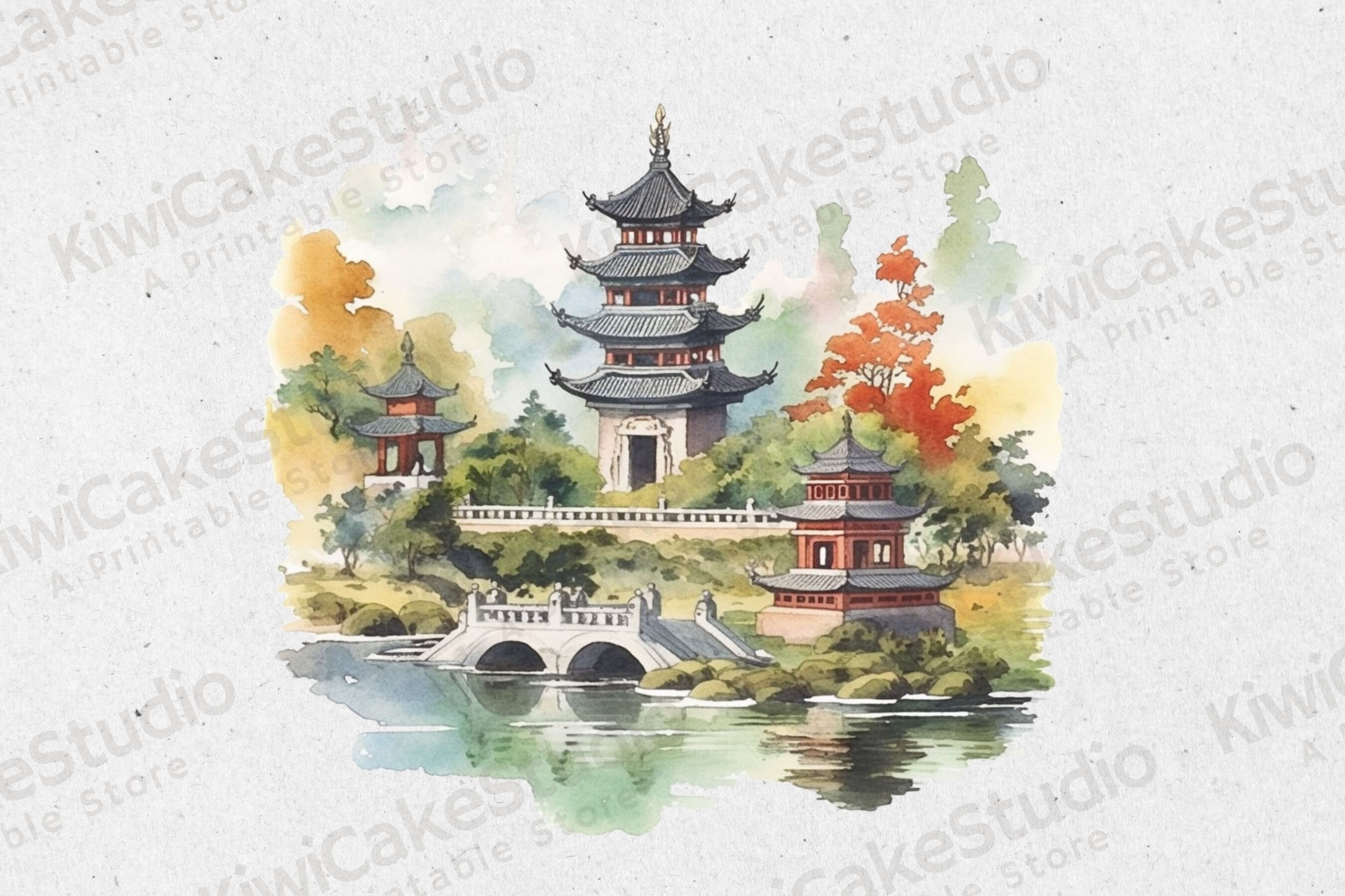 Ancient China Watercolor Clipart, 10 High Quality Jpgs, Commercial Use ...