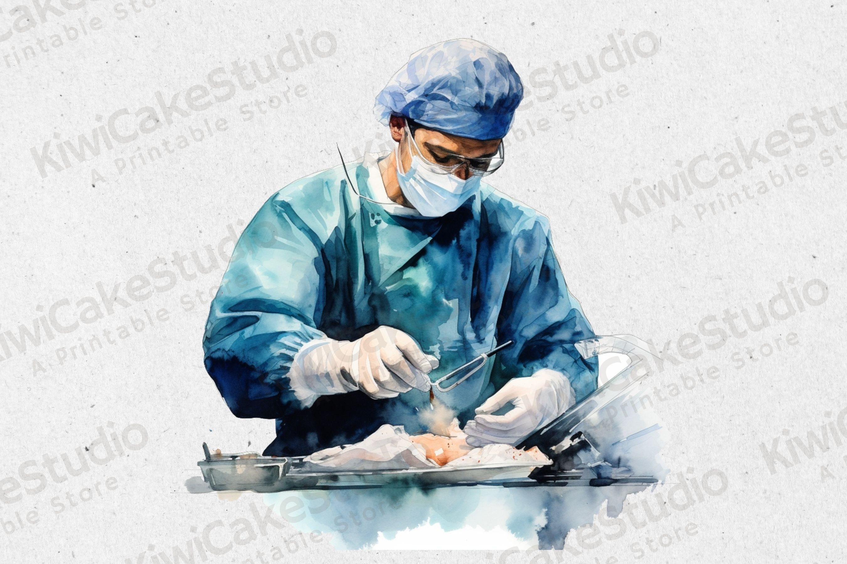 Watercolor Surgeon Clipart, 10 High Quality Jpgs, Commercial Use ...