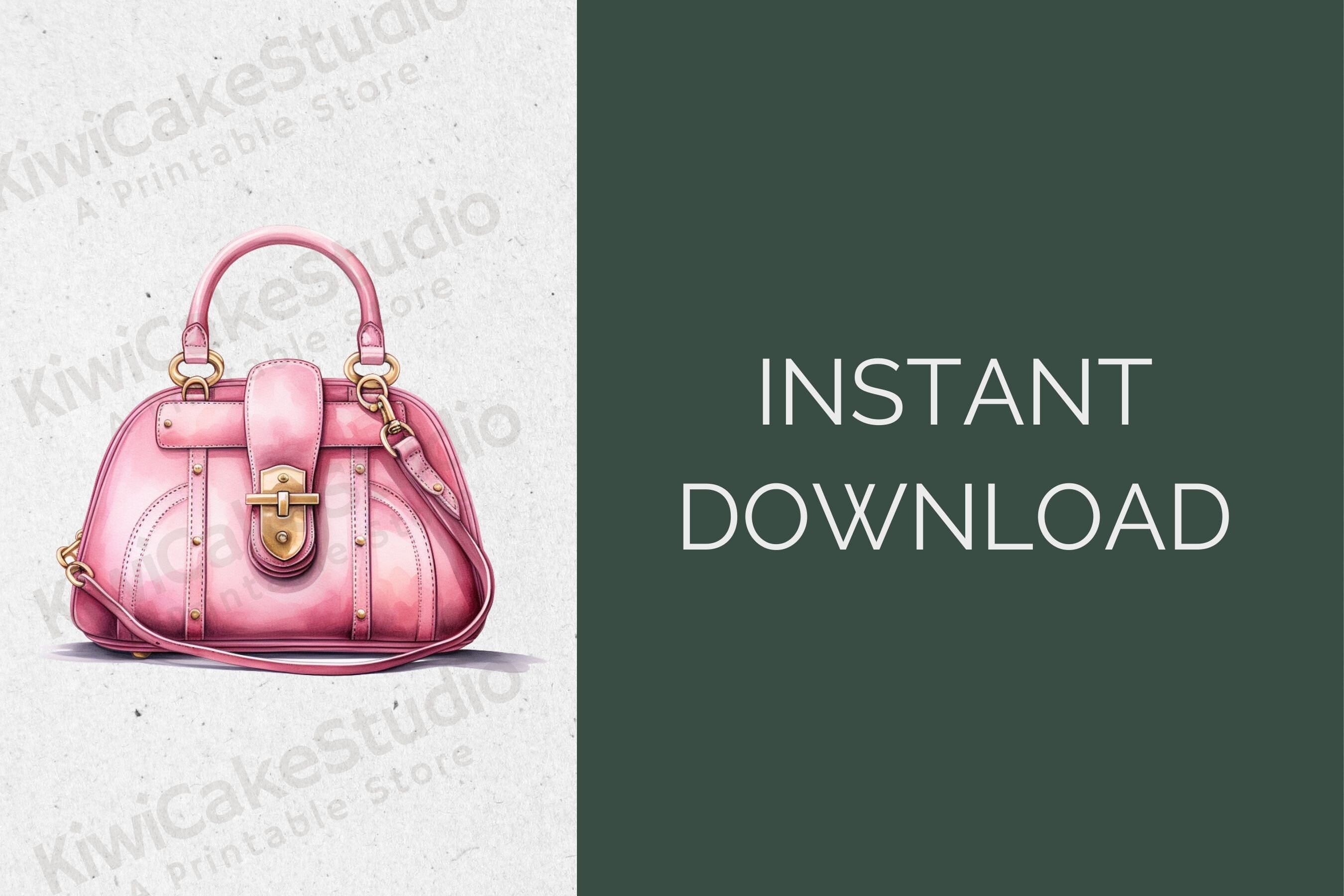 Watercolor Pink Princess Purse Clipart, 10 High Quality Jpgs ...
