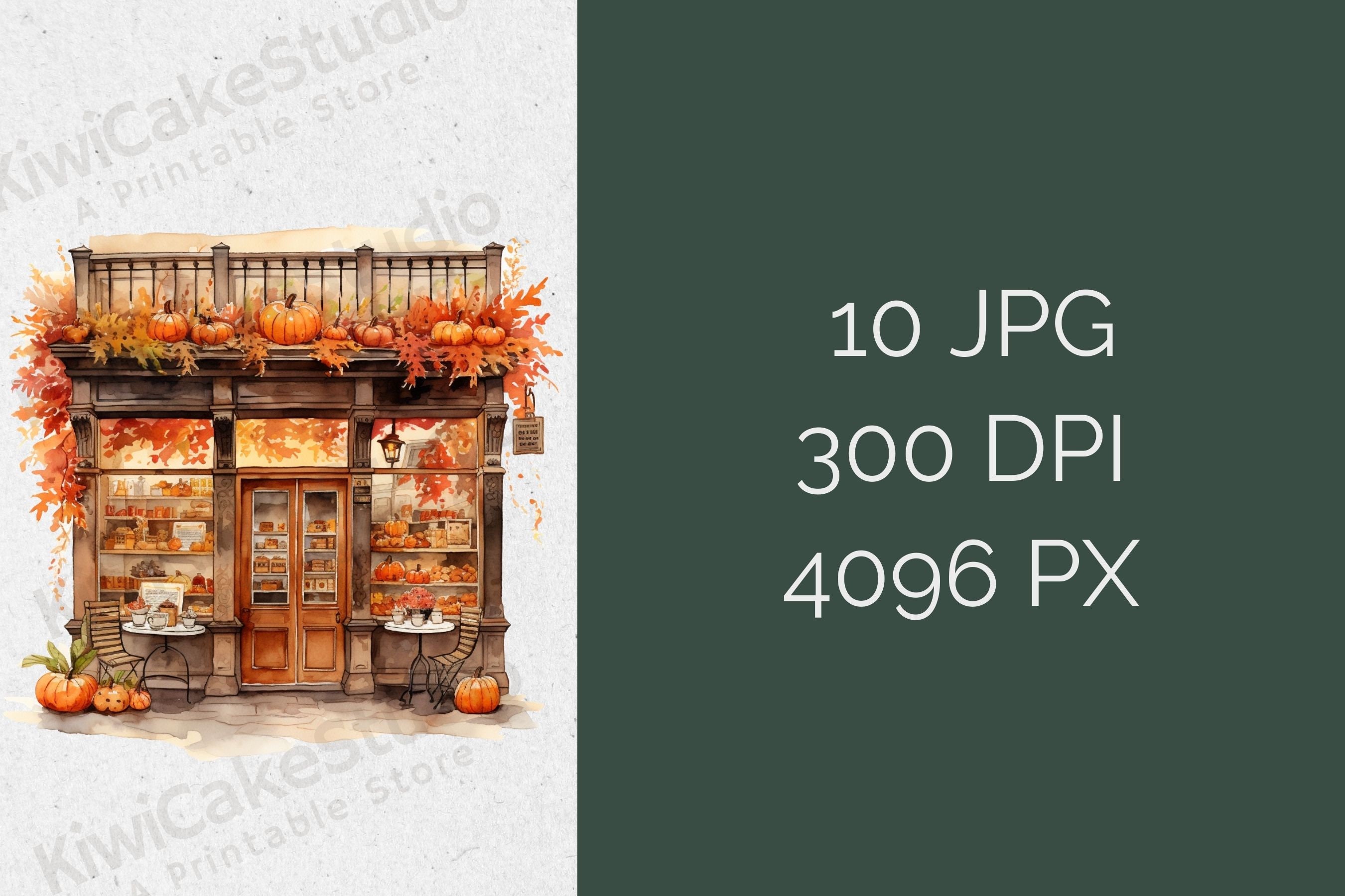 Watercolor Autumn Bakery Clipart, 10 High Quality Jpgs, Commercial Use ...