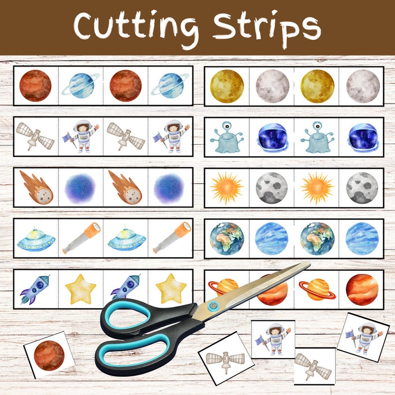 Space-themed Cutting Strips for Kids | Scissor Skills Practice ...