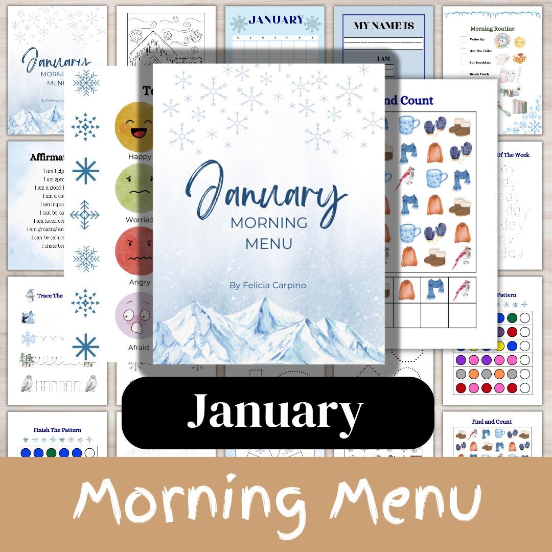 January Morning Menu | Winter Morning Menu | Preschool Morning Basket ...
