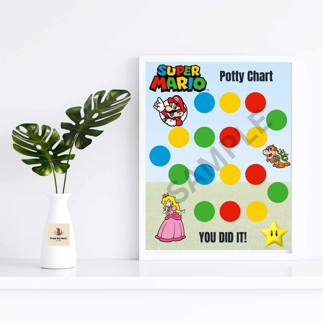 Mario Potty Chart Instant Download PDF Reward Chart 8.5x11 DIY Sticker ...