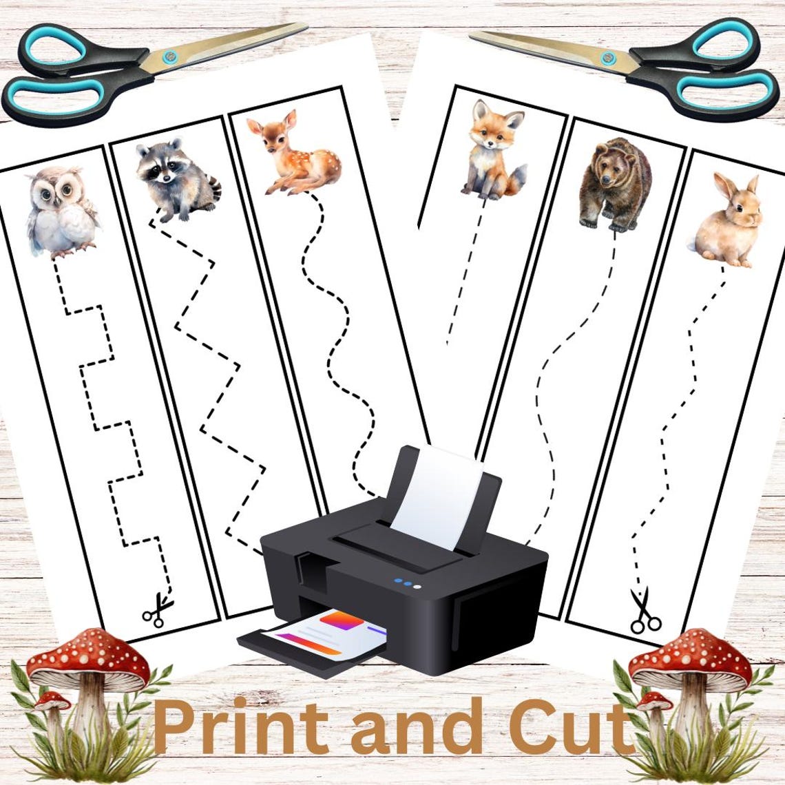 Woodland-themed Cutting Strips for Kids | Scissor Skills Practice ...