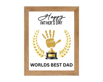 Father's Day Handprint Art Best Dad Trophy Gift for Daddy From Kids and ...