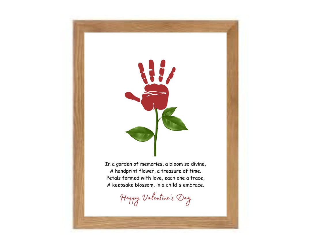 Valentine's Day Rose Handprint - Instant Download PDF - 8.5x11 - Etsy