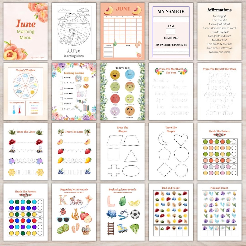 June Morning Menu | Summer Morning Menu | Preschool Morning Basket ...