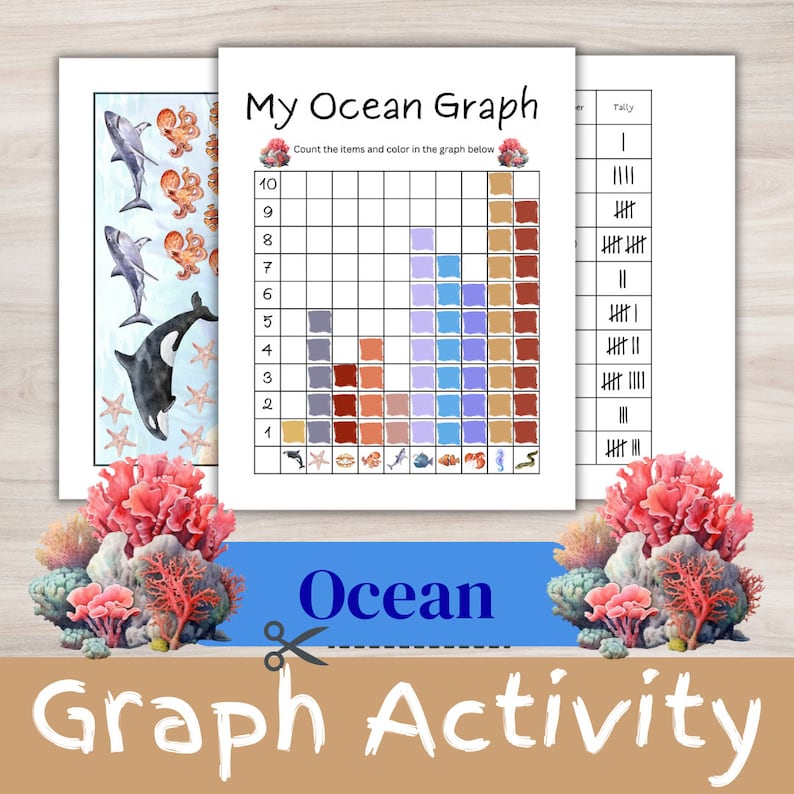 OCEAN Themed Counting & Tally Sheets Printable 4 PDF Sheets Instant ...