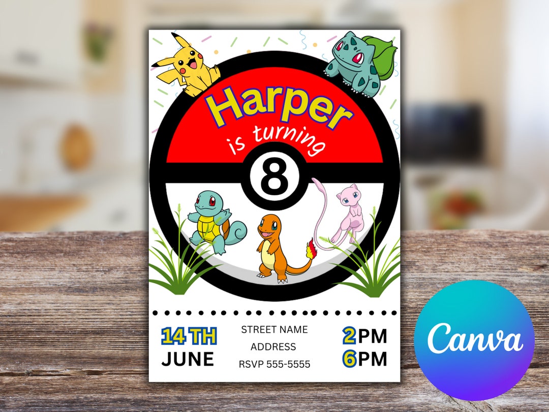 Pokemon Invite, Poke Birthday, Pikachu Birthday, Invitation Template ...