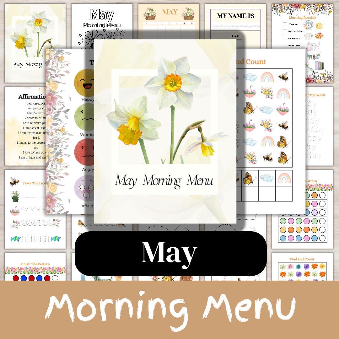 May Morning Menu | Spring Morning Menu | Preschool Morning Basket ...
