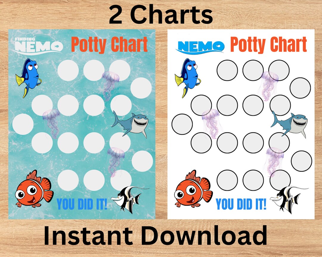 Nemo Potty Chart - Reward Chart for Kids - Printable 8.5"x11"- Instant ...