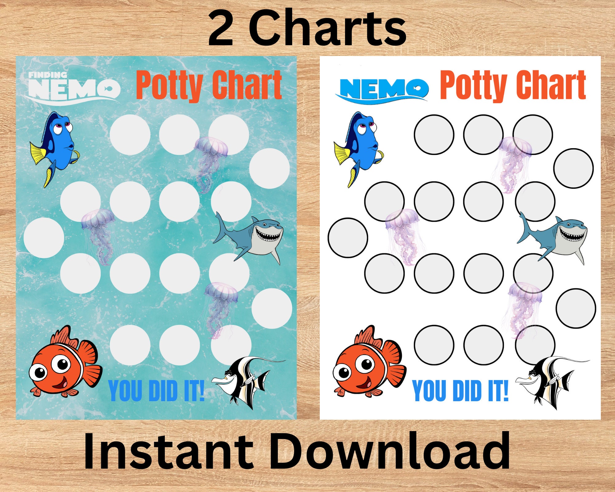 Nemo Potty Chart - Reward Chart for Kids - Printable 8.5"x11"- Instant ...