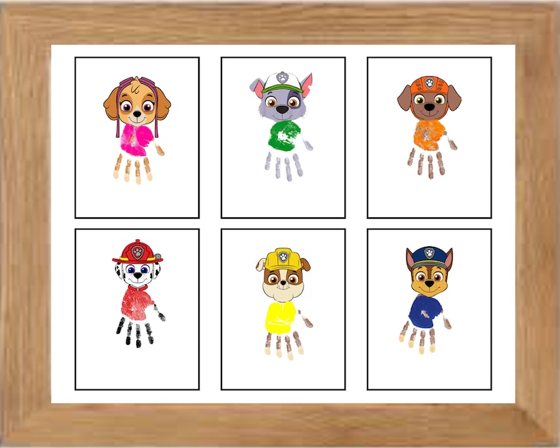 Kids Handprint Art Template - Set of 6 Pups - Instant Download - Etsy