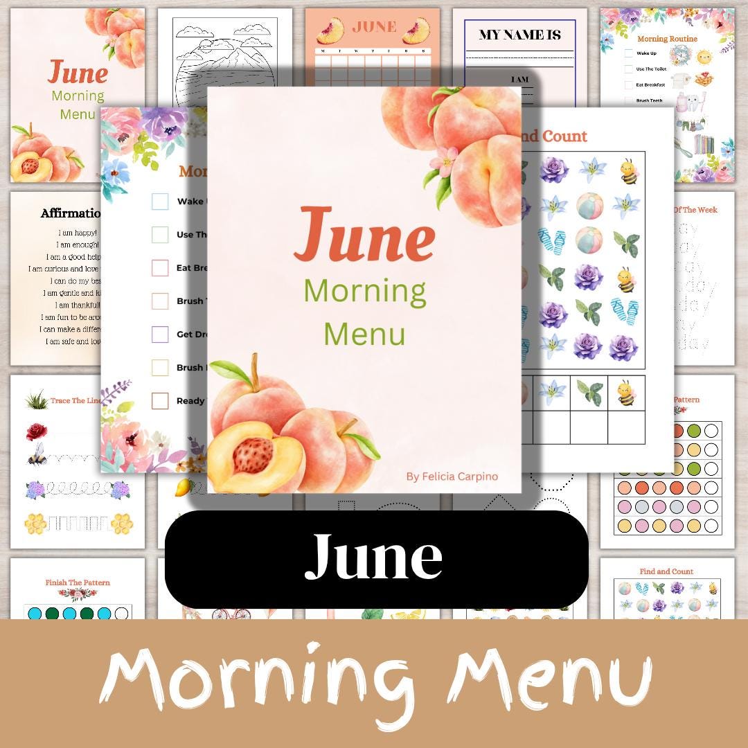 June Morning Menu | Summer Morning Menu | Preschool Morning Basket ...