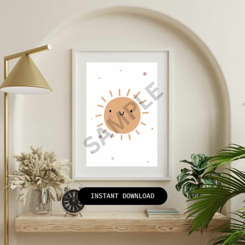 Sun Nursery Print - Neutral Nursery Decor - Printable Wall Art - Kids ...