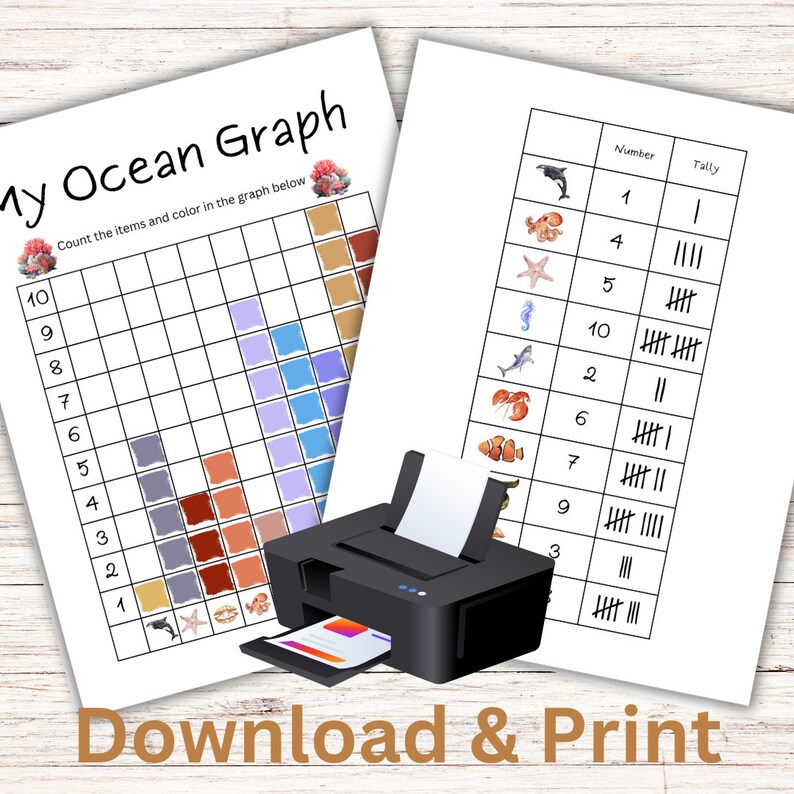 Ocean Themed Counting Tally Sheets – Kindergarten Math Activity ...