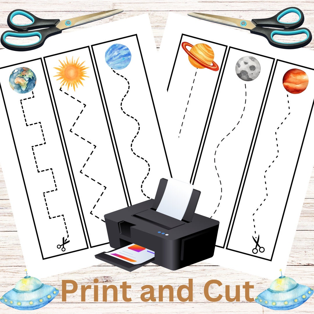 Space-themed Cutting Strips for Kids | Scissor Skills Practice ...